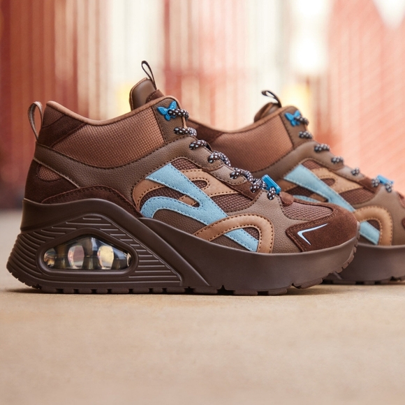 Skechers | Shoes | Avani X Skechers Uno Hi Top Wedge Sneakers Brown ...